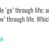 Some people 'go' through life; and other people 'grow' through life ...